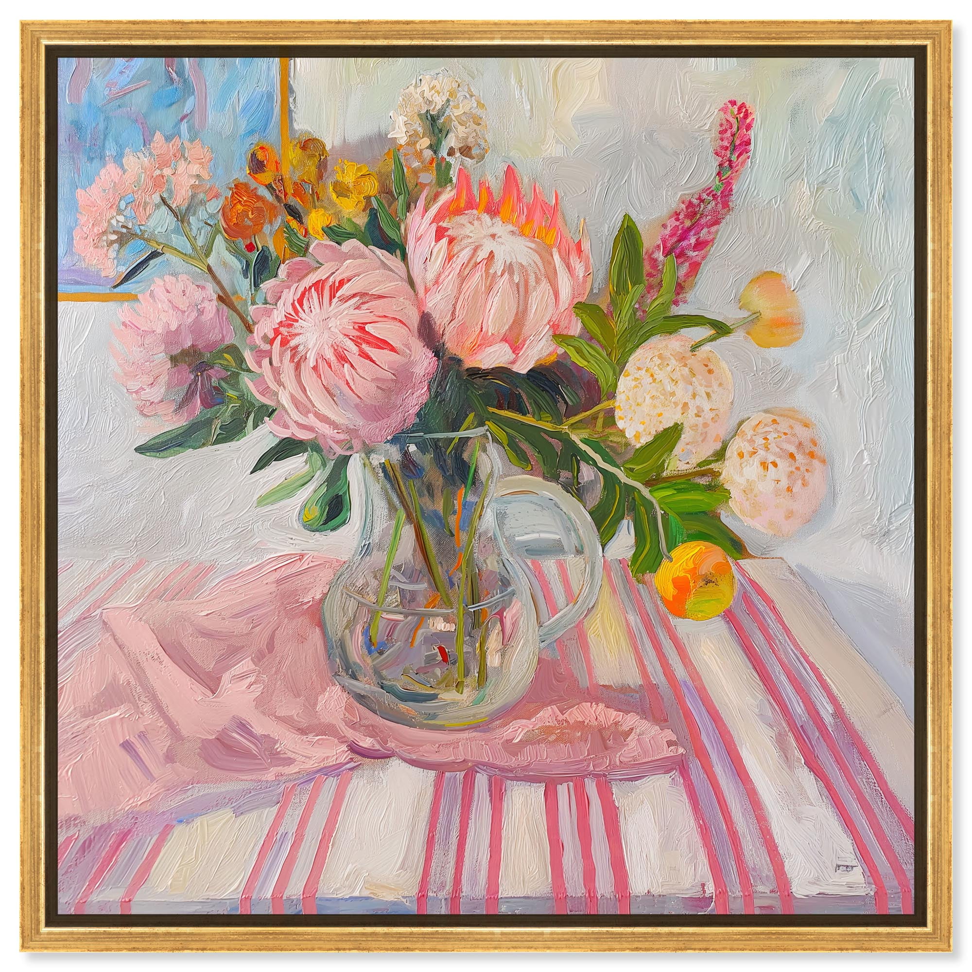 Pink Protea Pitcher Canvas Trendy Fashion Art by Art Remedy, Gold Frame ...