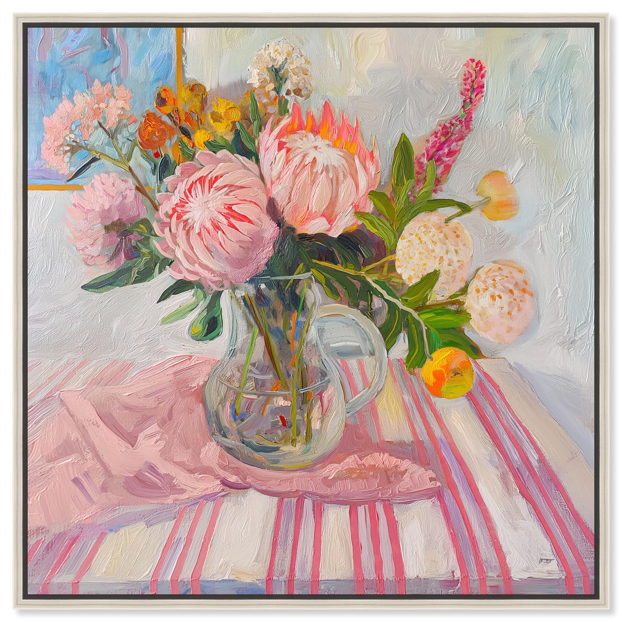 Pink Protea Pitcher Canvas Trendy Fashion Art by Art Remedy, Silver ...