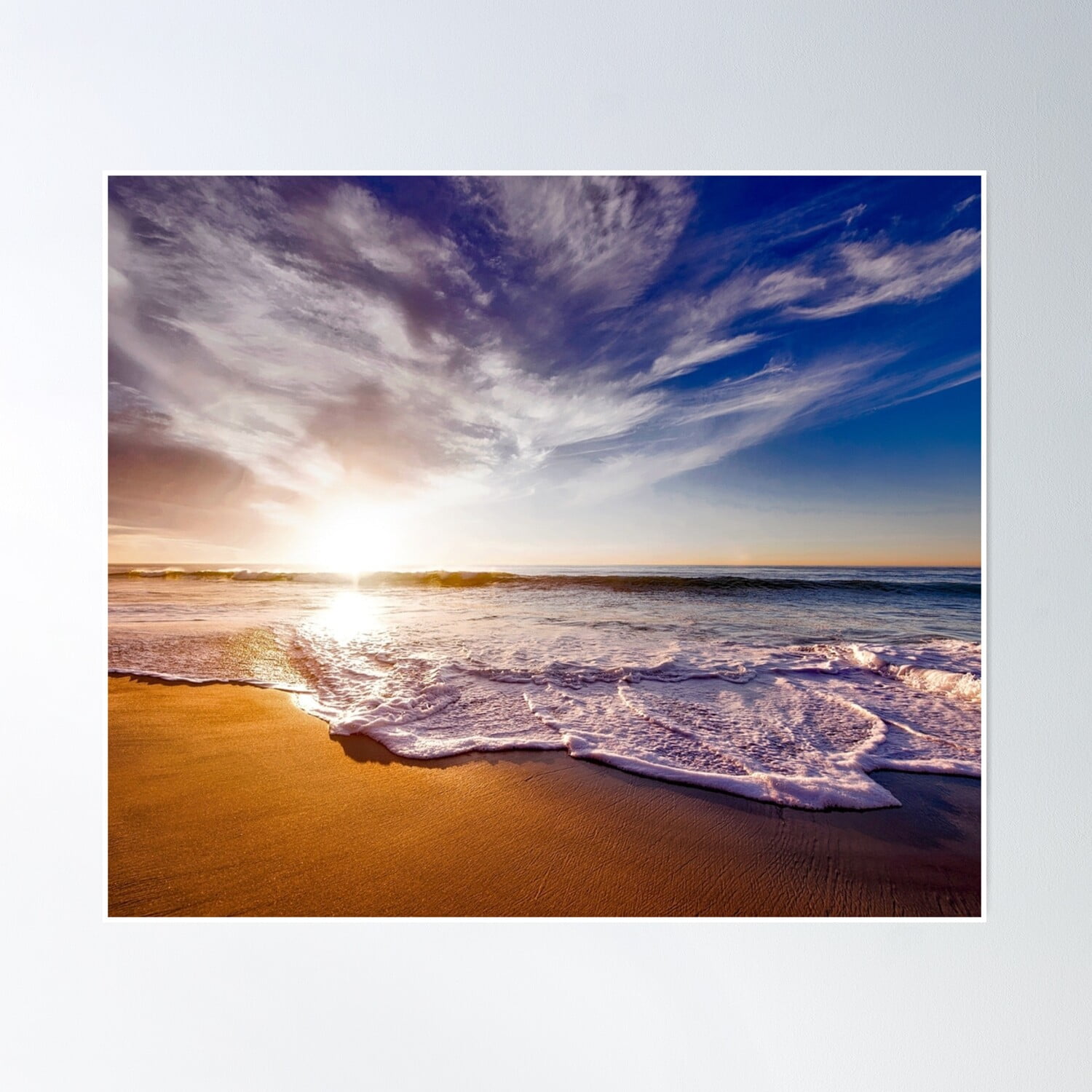 Pink Purple And Blue Summer Sunset Poster Wall Art, Modern Wall Decor ...