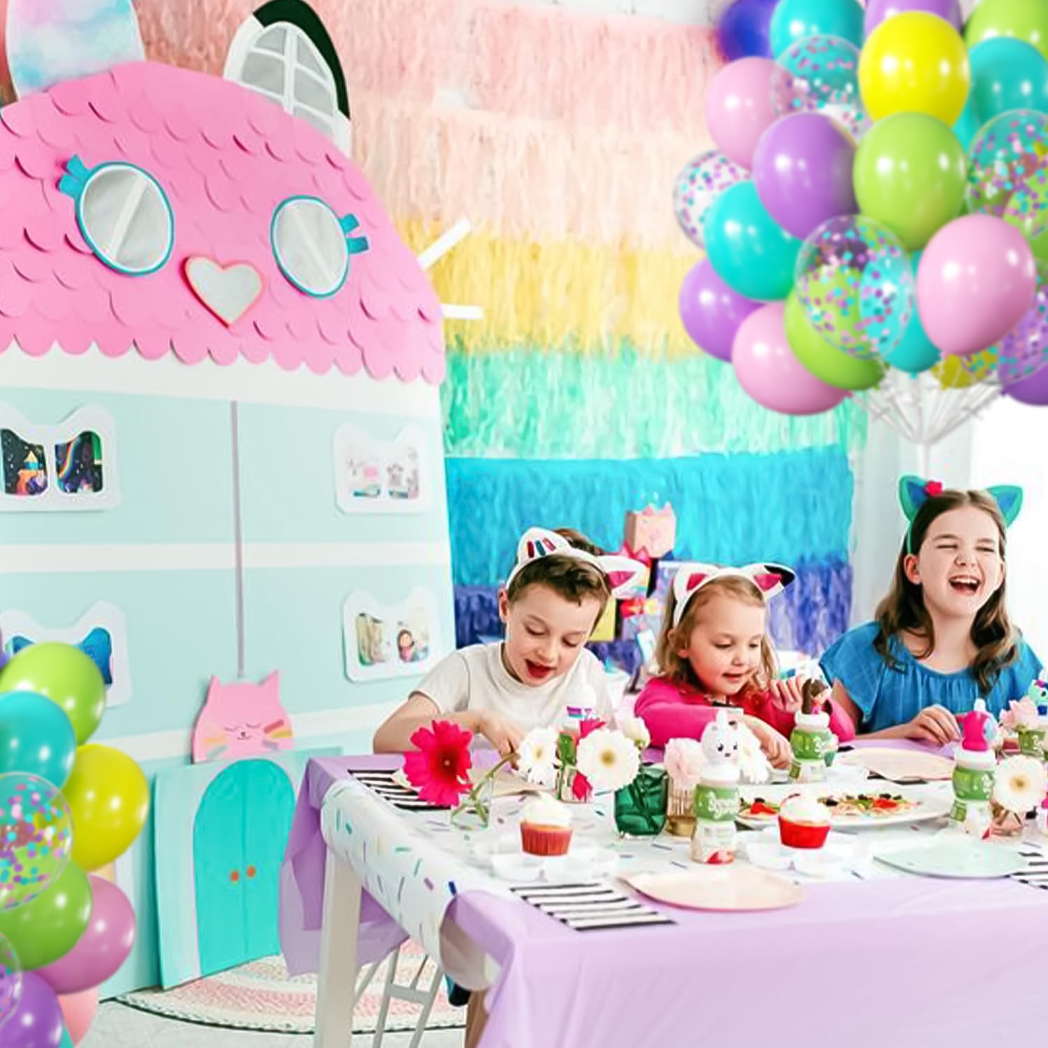 Pink Purple Blue AJH3 Balloons, 60pcs 12 Inches Pink Green Yellow ...