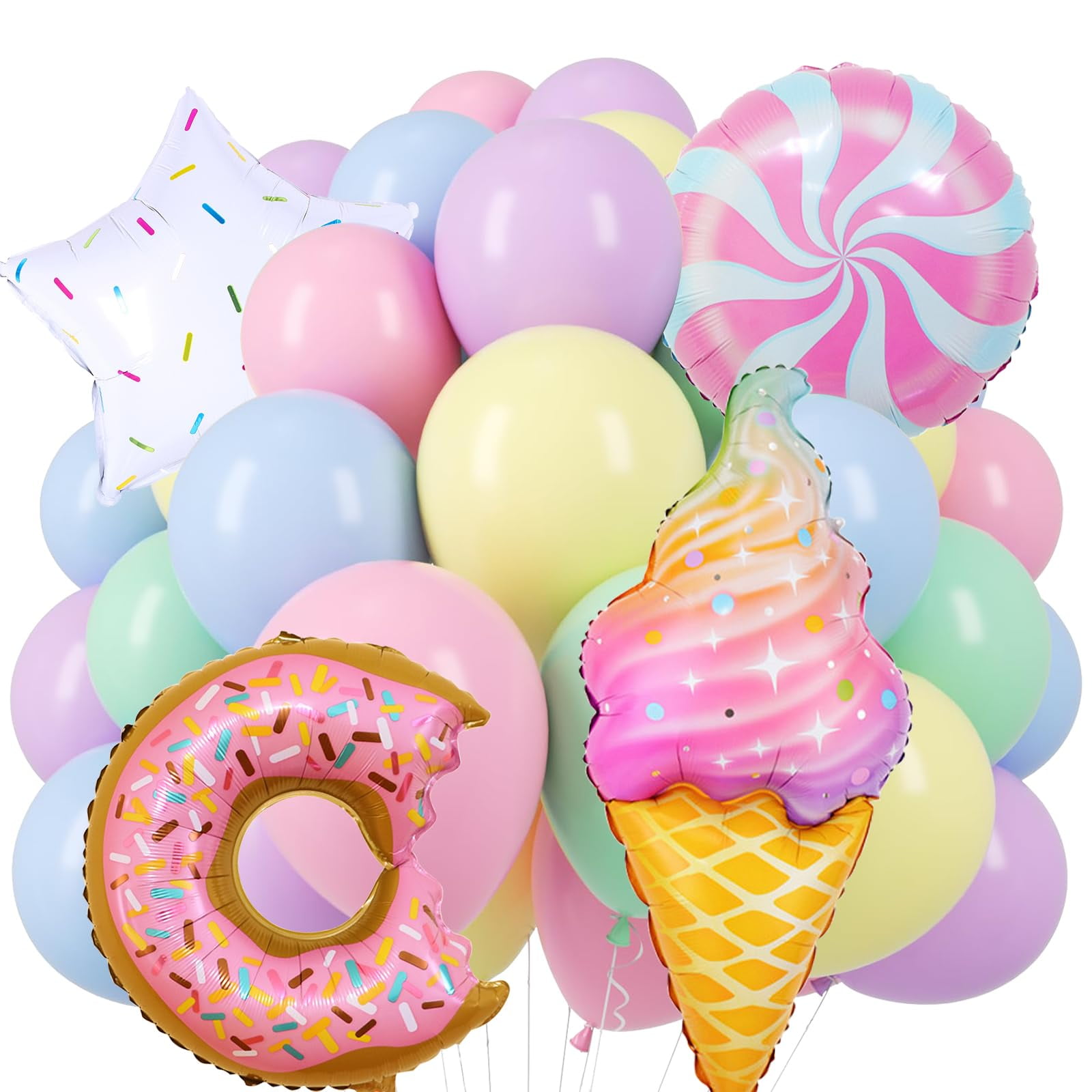 Pink Purple Blue Green Yellow Macaron KKS1 Latex Balloons, Foil Donut ...