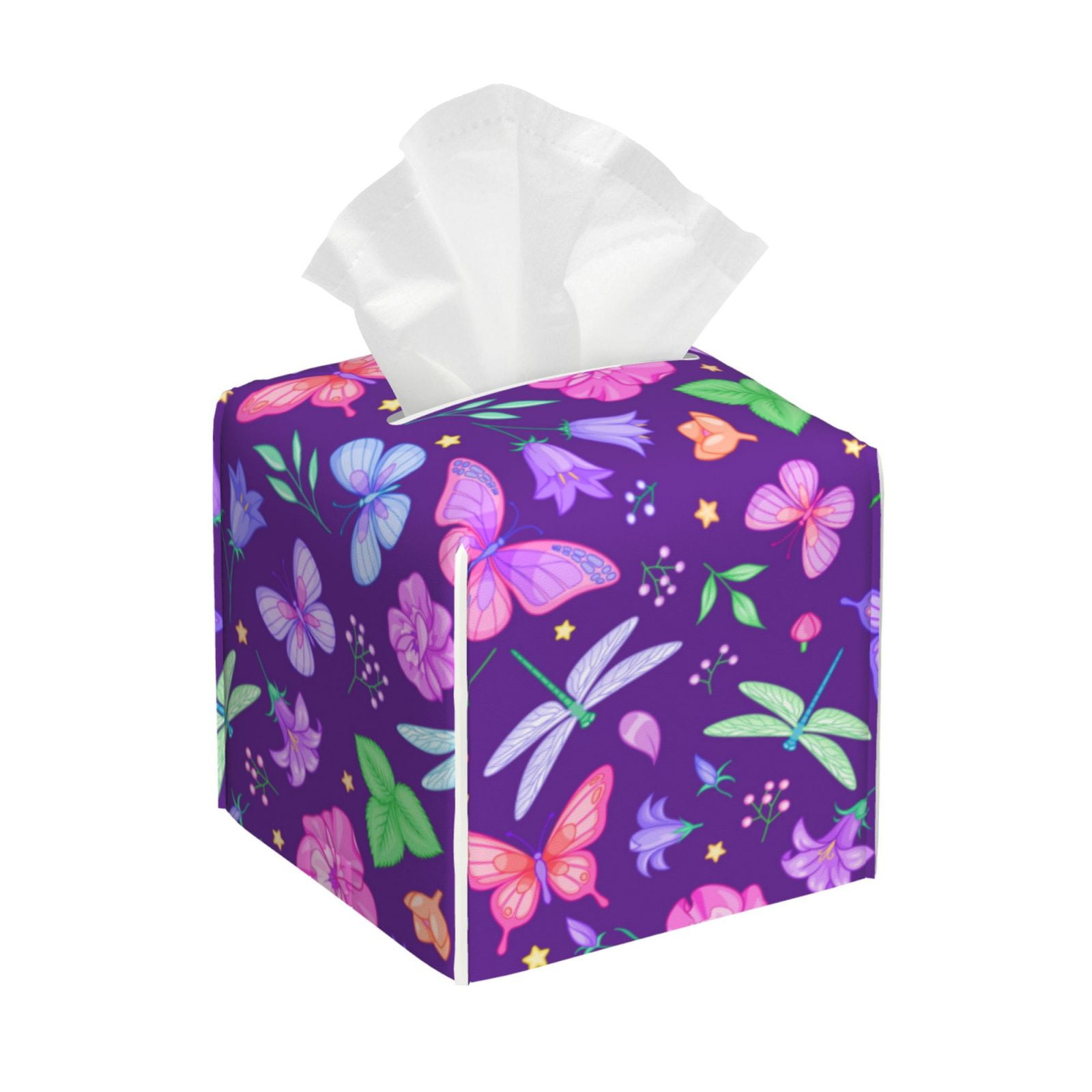 Pink Purple Butterfly Flower Tissue Box Cover, Tissue Box Holder ...