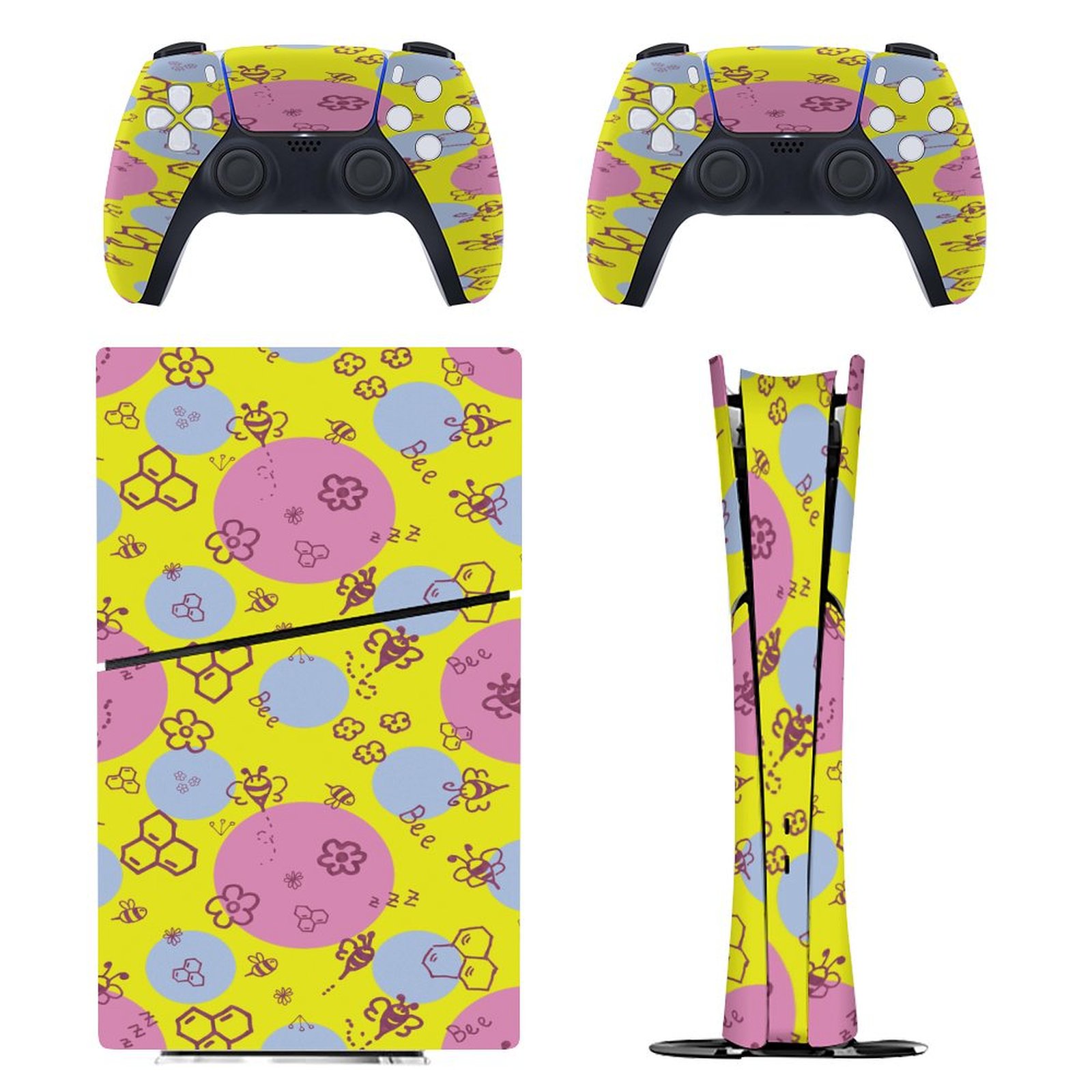 Pink, Purple, Cute, Bee, Polka Dots PS5/PS5 Slim Digital Disc Skin ...
