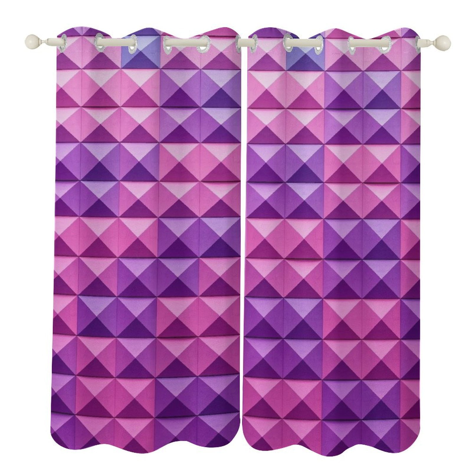Pink Purple Geometric Triangle Pattern Texture Curtains for Bedroom ...