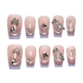 Pink Purple Ombre Gradient 3D Butterfly Press on Fake Nails, Medium ...