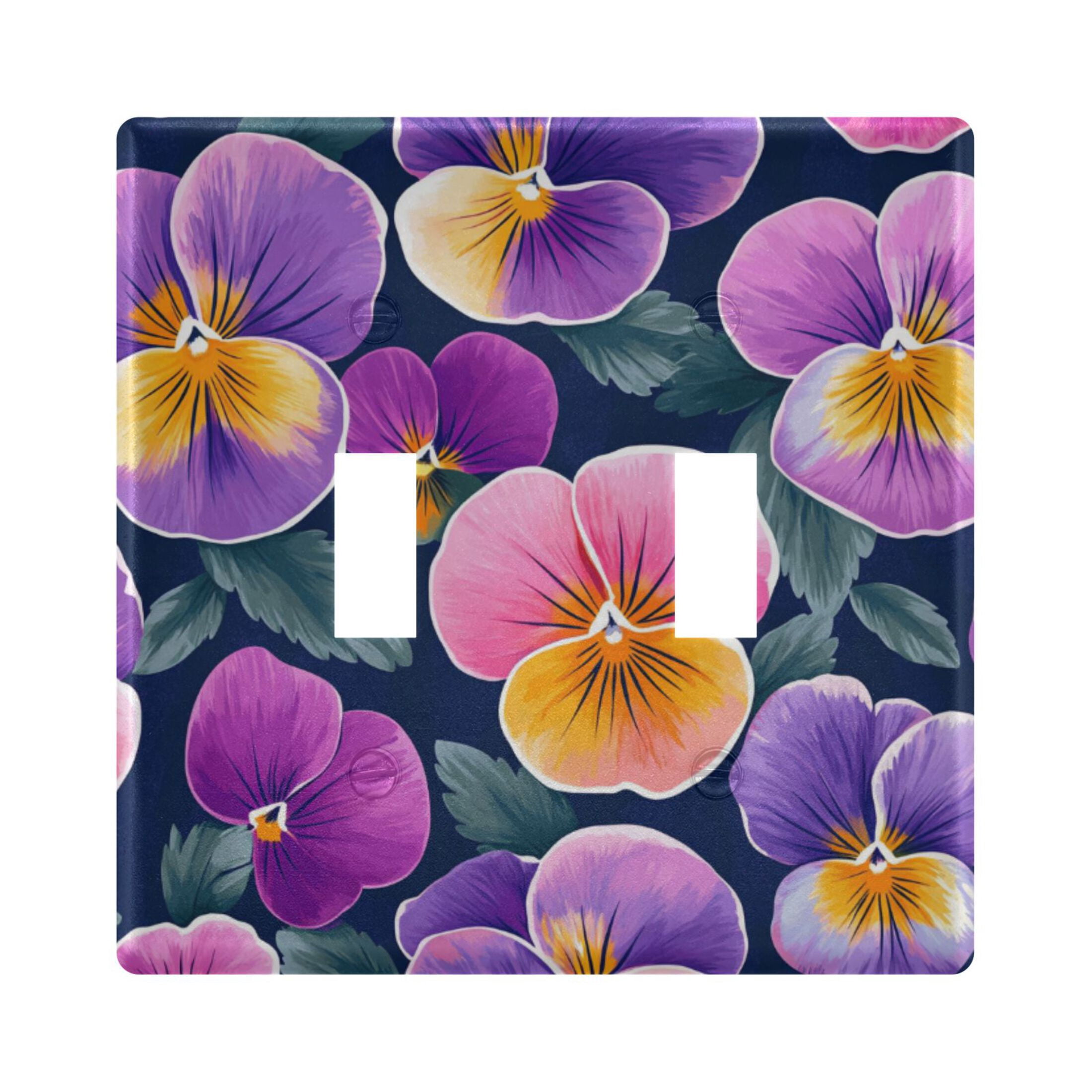 Pink Purple Pansy Light Switch Cover Decorative 2 Gang Wall Plate ...