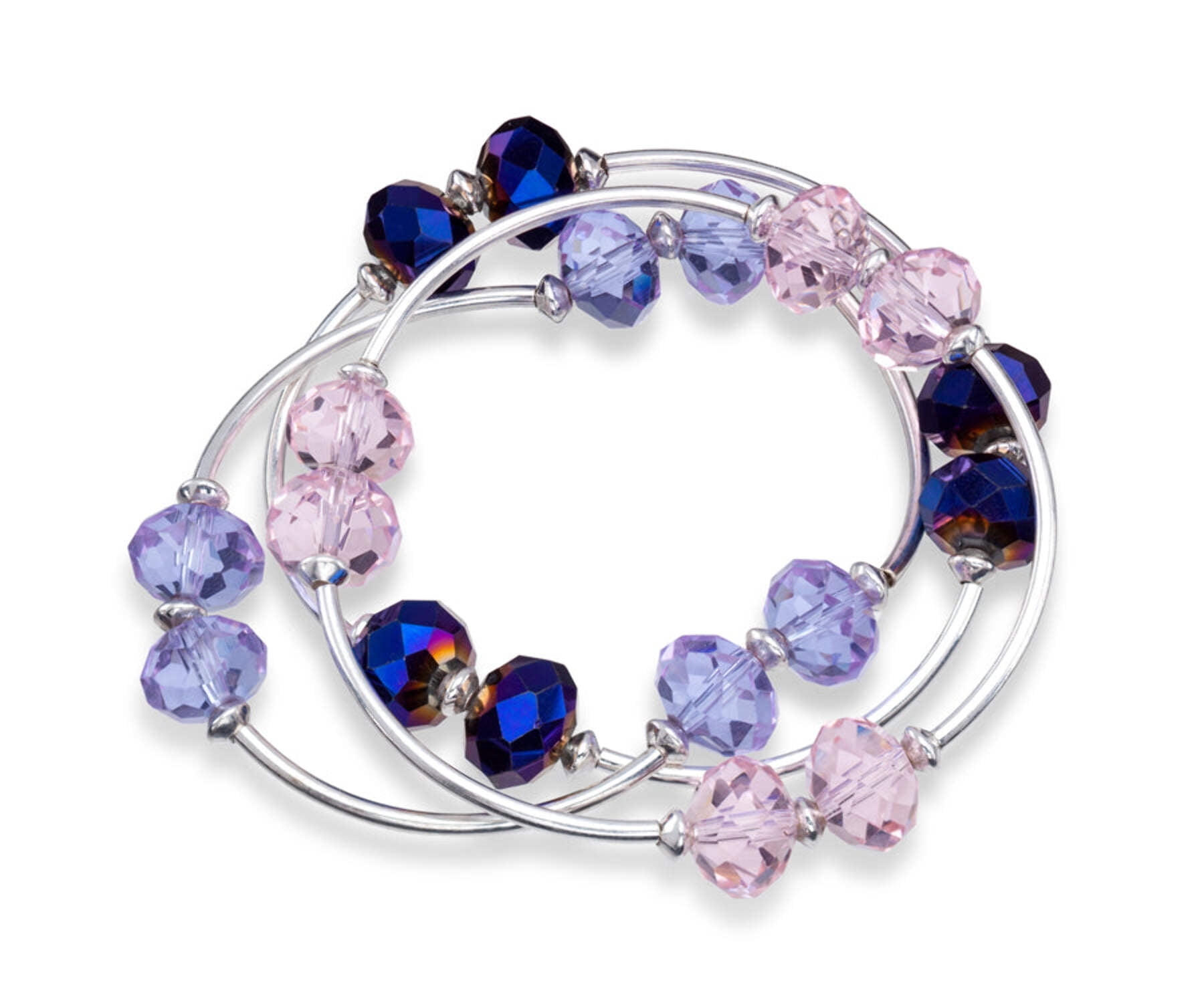 Pink Purple Swarovski Crystal Helix Stretch Set Of 3 Bracelets - Walmart.com