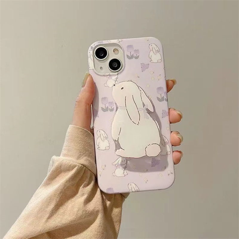 Pink Purple Upset Rabbit Phone Case For iPhone 14 Plus 7 8 X XS XR 11 ...
