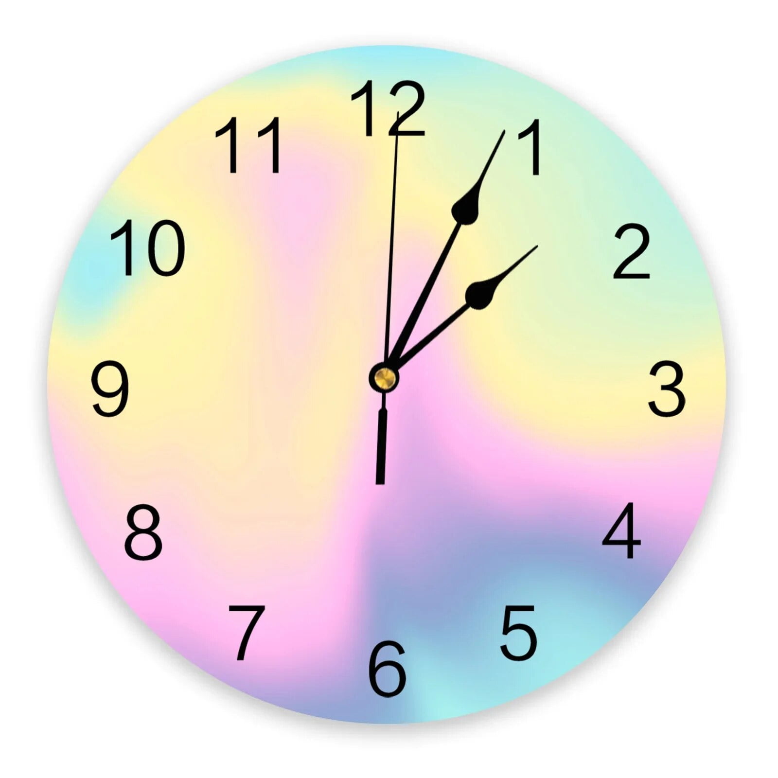 Pink Purple Yellow Teal Green Gradient Large Wall Clock Dinning ...