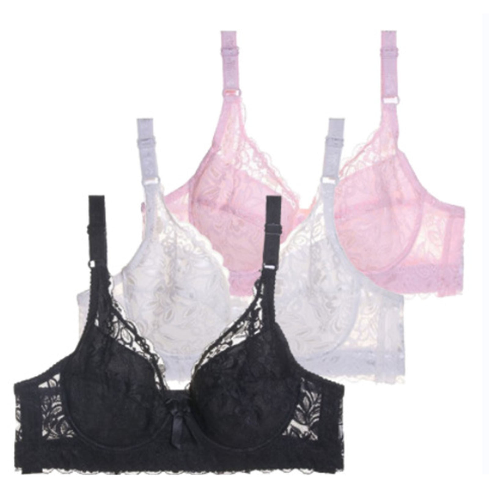 Pink Push Up Bras for Women's 3PC Bra Casual and Fashionable Large Size ...