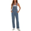 Pink Queen Women's Jean Loose Bib Overalls, Adjustable Straps, Cuffed ...