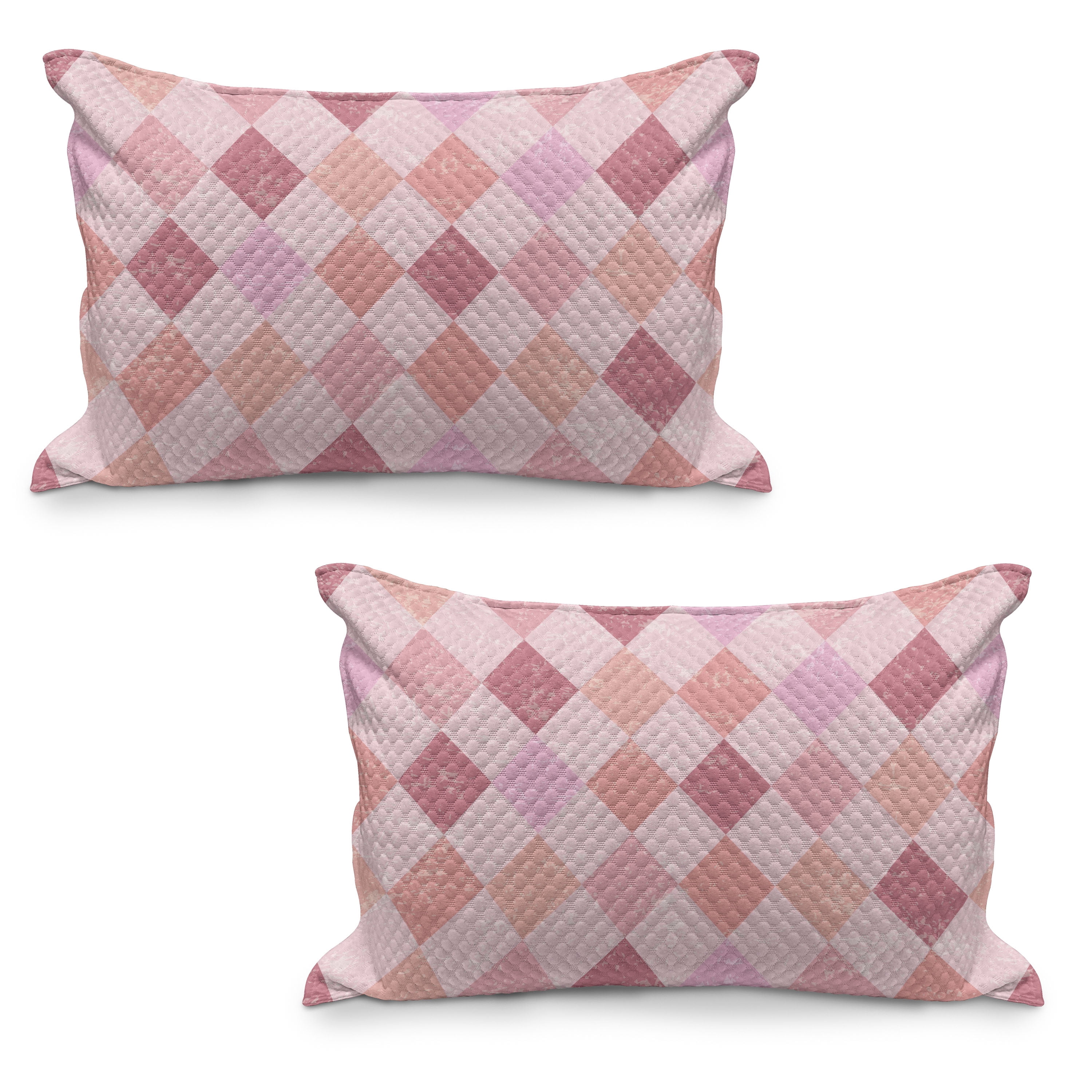 Pink Quilted Pillowcover Set of 2, Shades of Pink Vintage Weathered ...