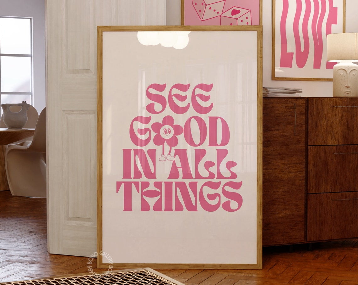 Pink Quote Wall Art, Pink Motivational Poster, Uplifting Quote Art ...