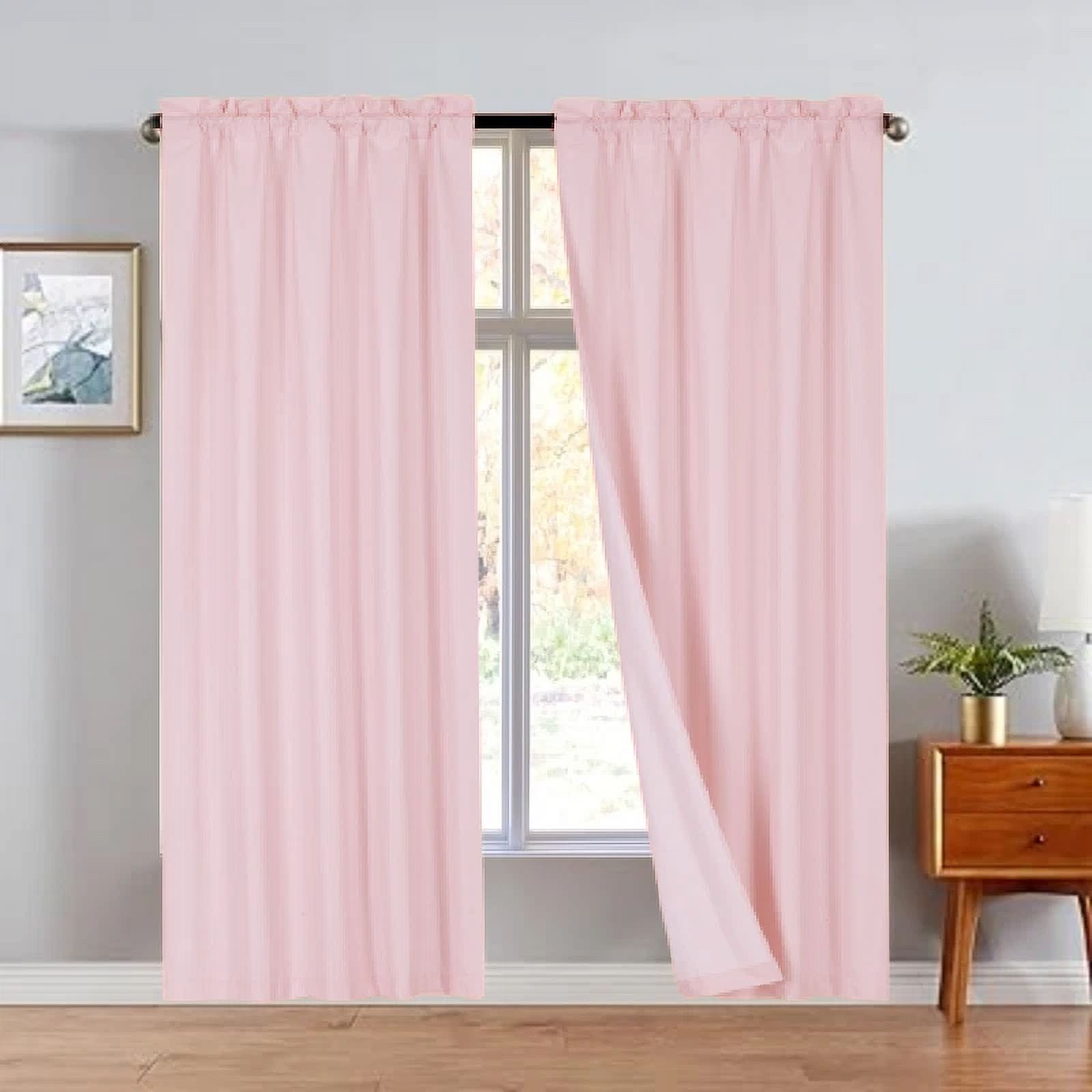 Pink R64- 2pc set solid matte smooth foam backing lined light filtering ...
