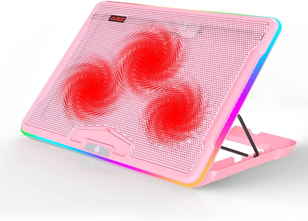 Pink RGB Laptop Cooling Pad with LED Fans, USB Ports, Touch Control ...