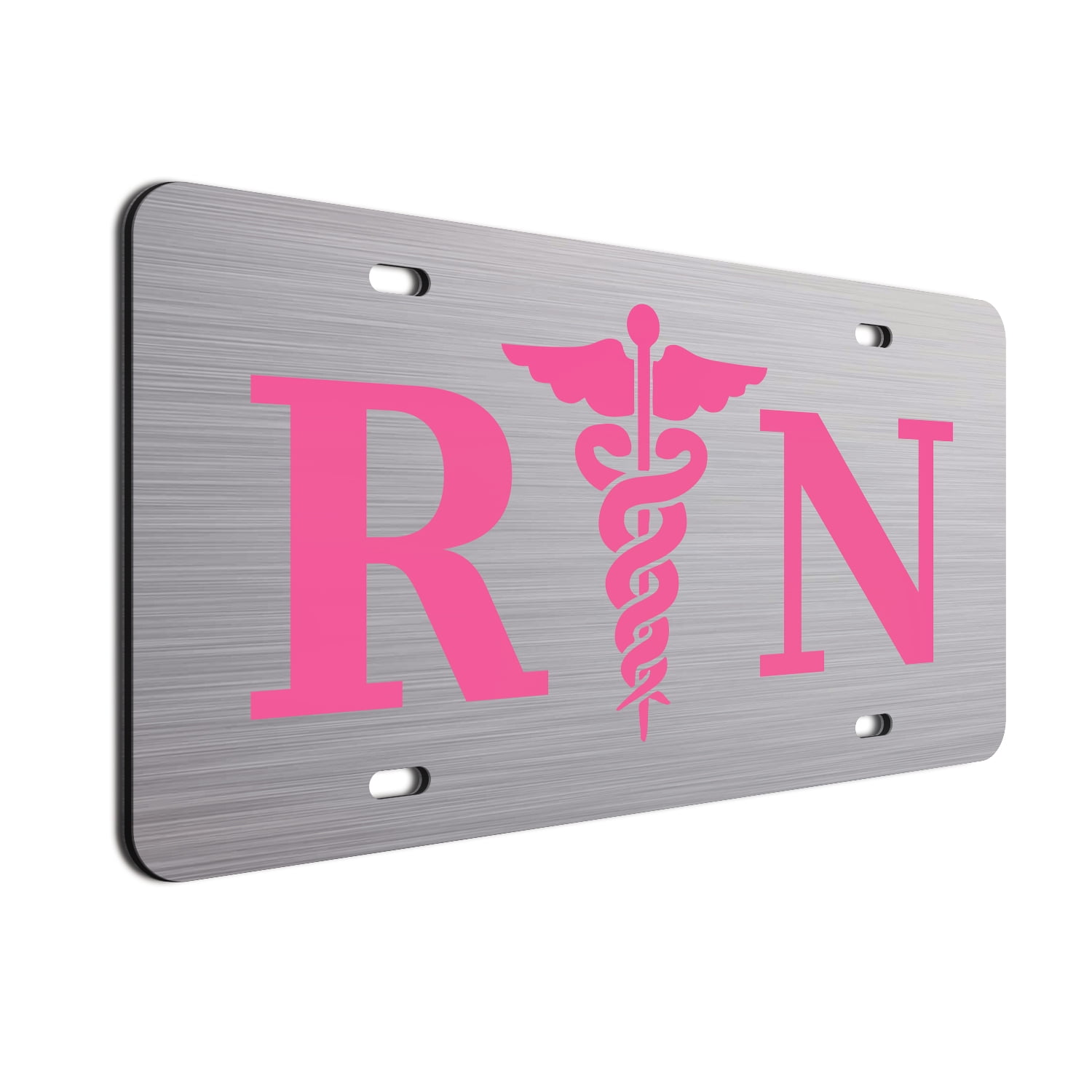 Pink RN Nurse Brushed Aluminum ACM License Plate Medical Car Tag with ...