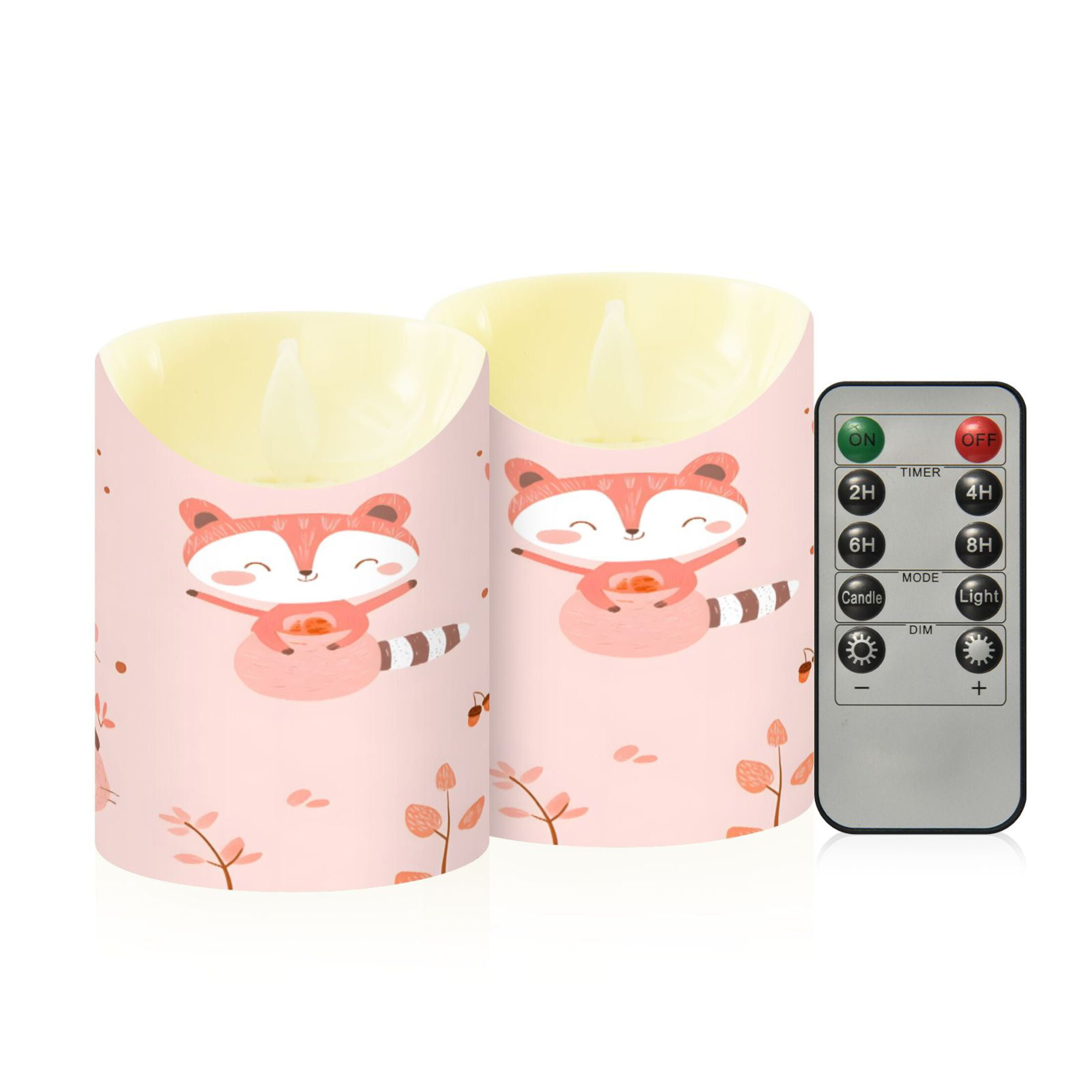 Pink Raccoon Flameless Candles 2 PCS with Remote Realistic Moving Flame ...