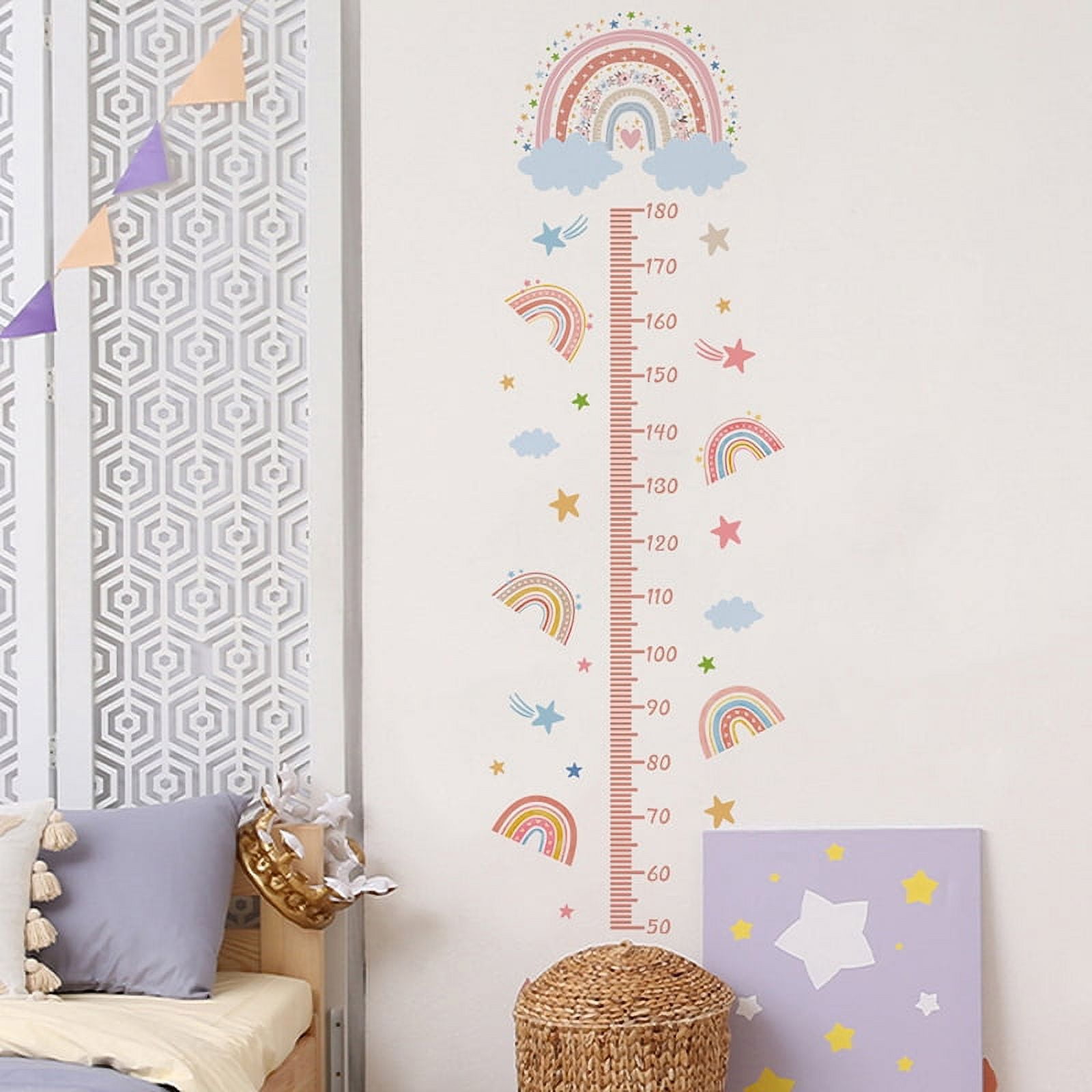 Pink Rainbow Growth Chart For Kids Wall Stickers Measure Height ...