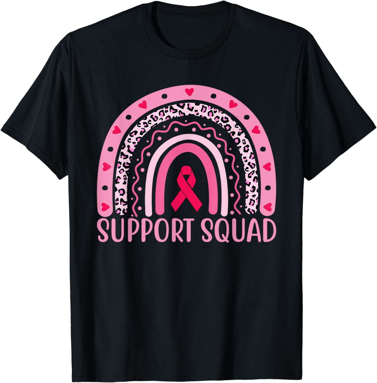 Pink Rainbow Warrior Breast Cancer Awareness Support Squad T-Shirt ...