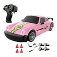 Pink Rc Drift Car Toy With Remote Control, 4 Traffic Cones, 8 Tires ...