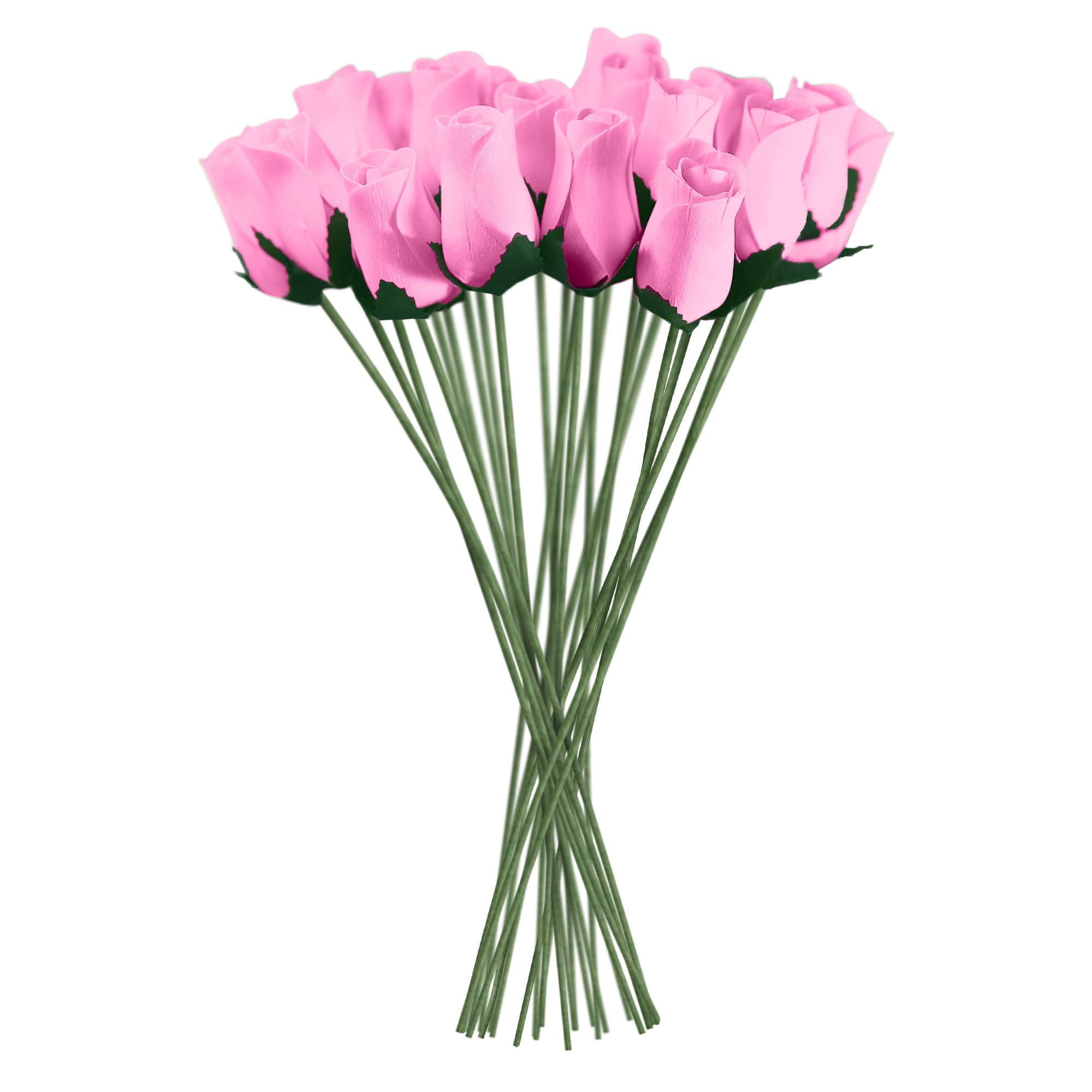 Bridal Wedding Bouquet, 32-count Handcrafted Realistic Pink Wooden ...