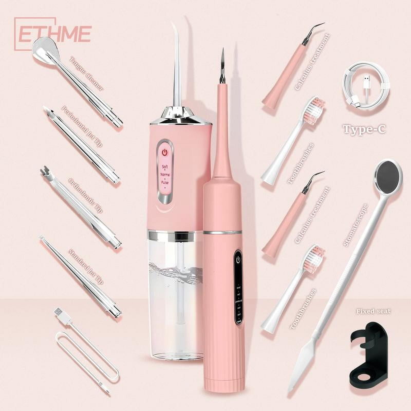 Pink Rechargeable Electric Toothbrush with Dental Mini Travel Water ...