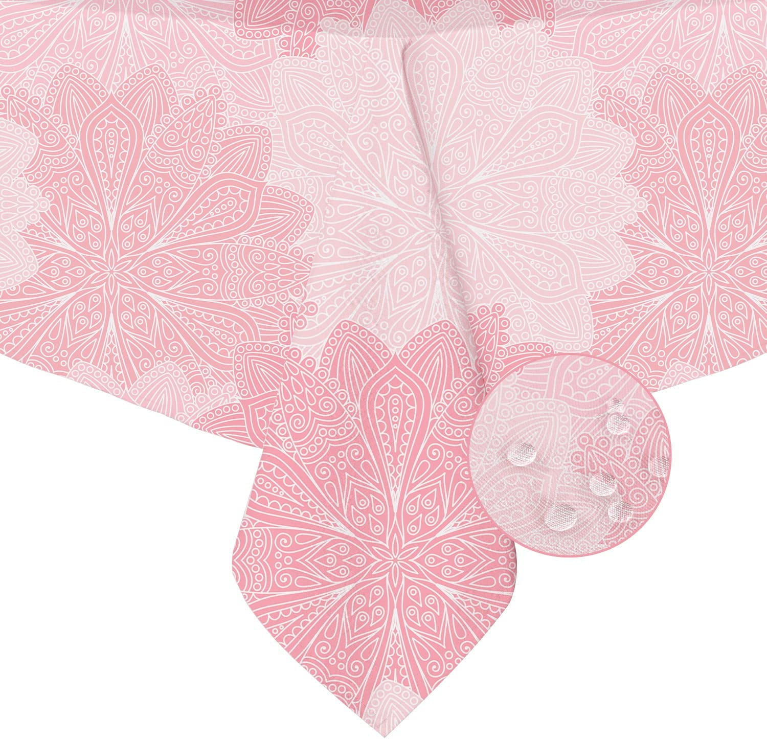 Pink Rectangle Tablecloth, Boho Tablecloth, Pink Flowers Print Table ...