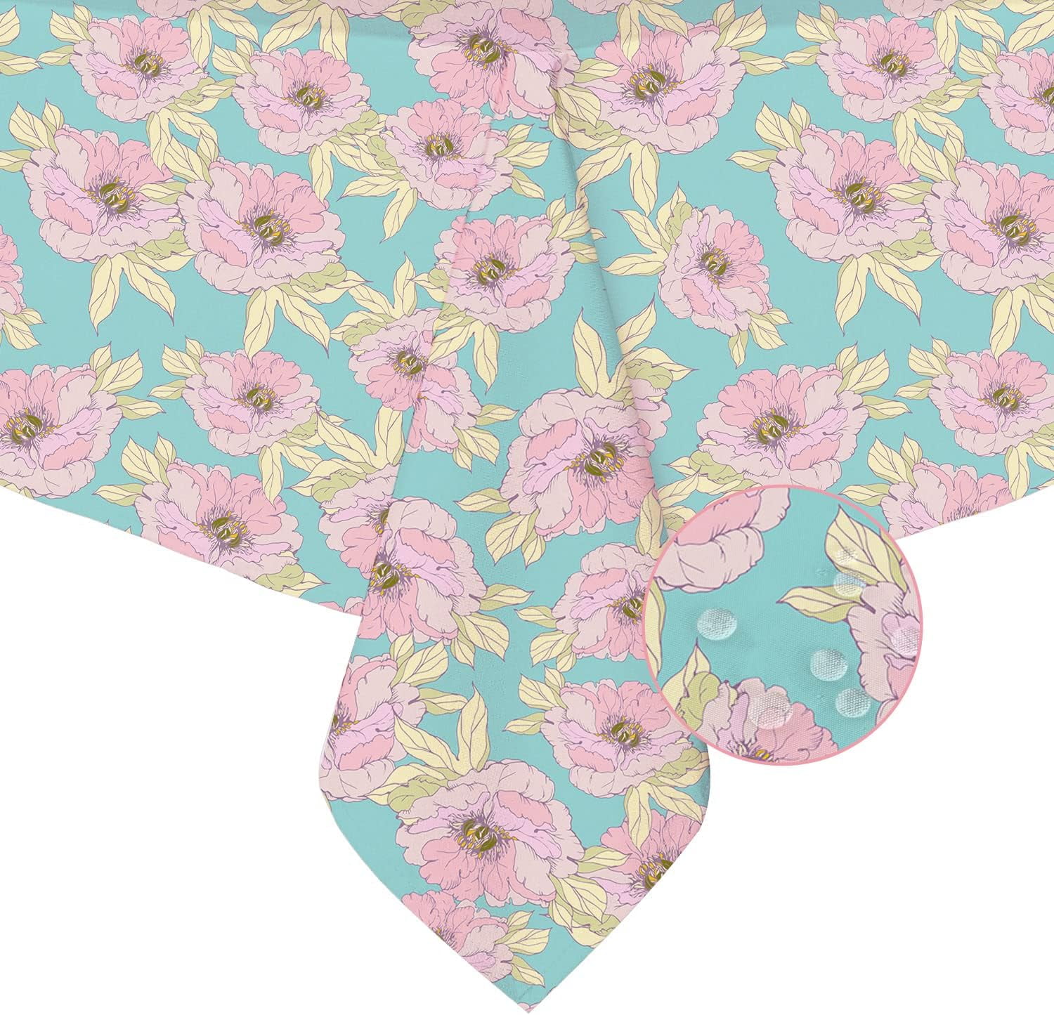 Pink Rectangle Tablecloth, Floral Tablecloth, Pink Flowers Print Table ...