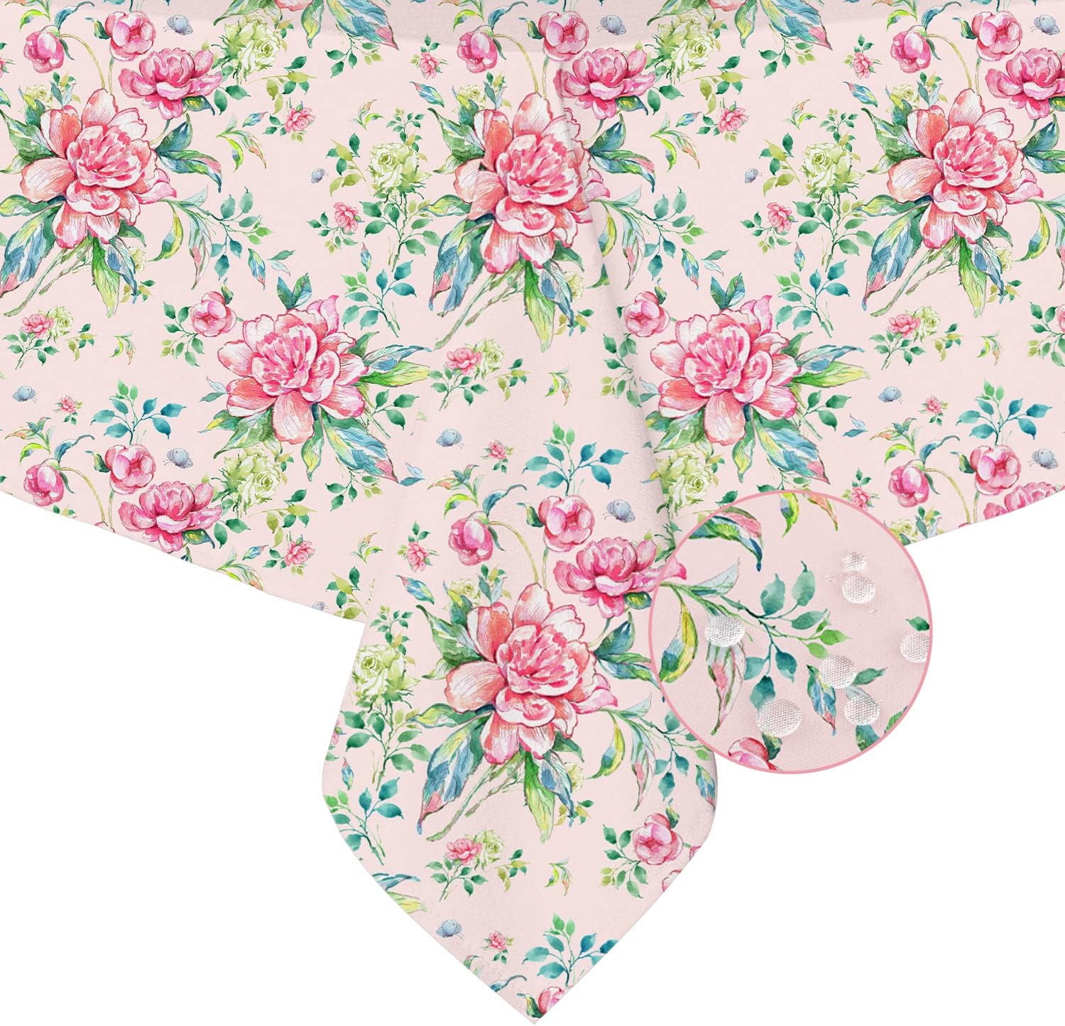 Pink Rectangle Tablecloth, Floral Tablecloth, Pink Flowers Print Table ...