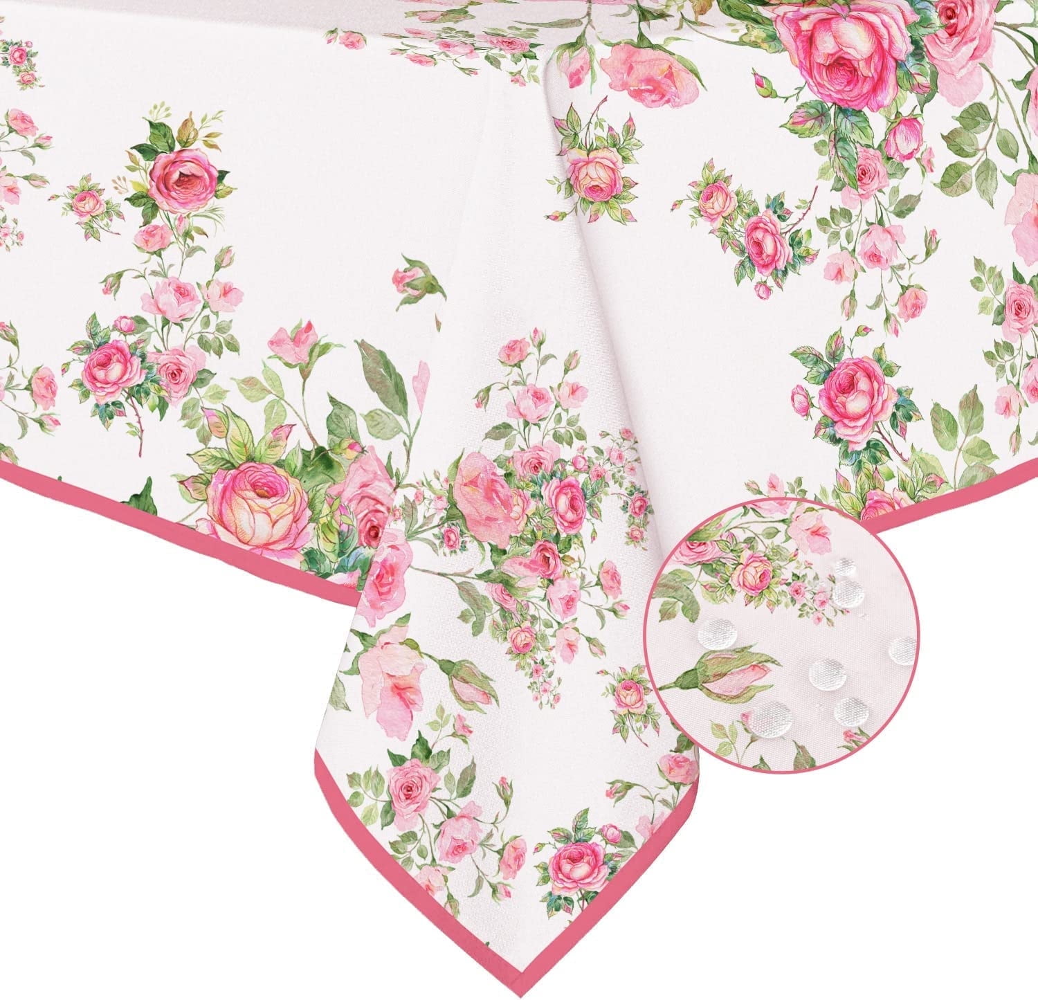Walmart Pink Floral Rectangular Tablecloth, Waterproof, Wrinkle Free ...
