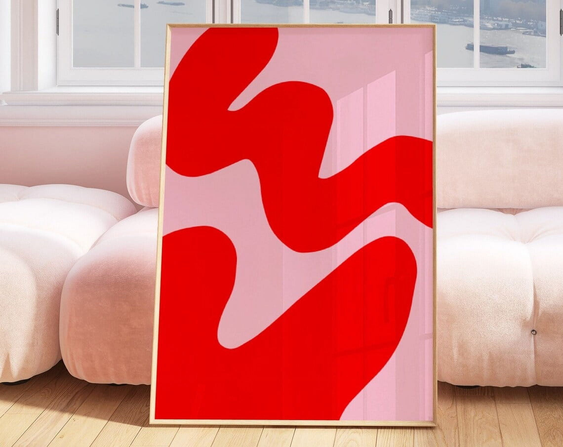 Pink Red Abstract Print, Preppy Poster, Art, Trendy Pink 70S Retro Art ...
