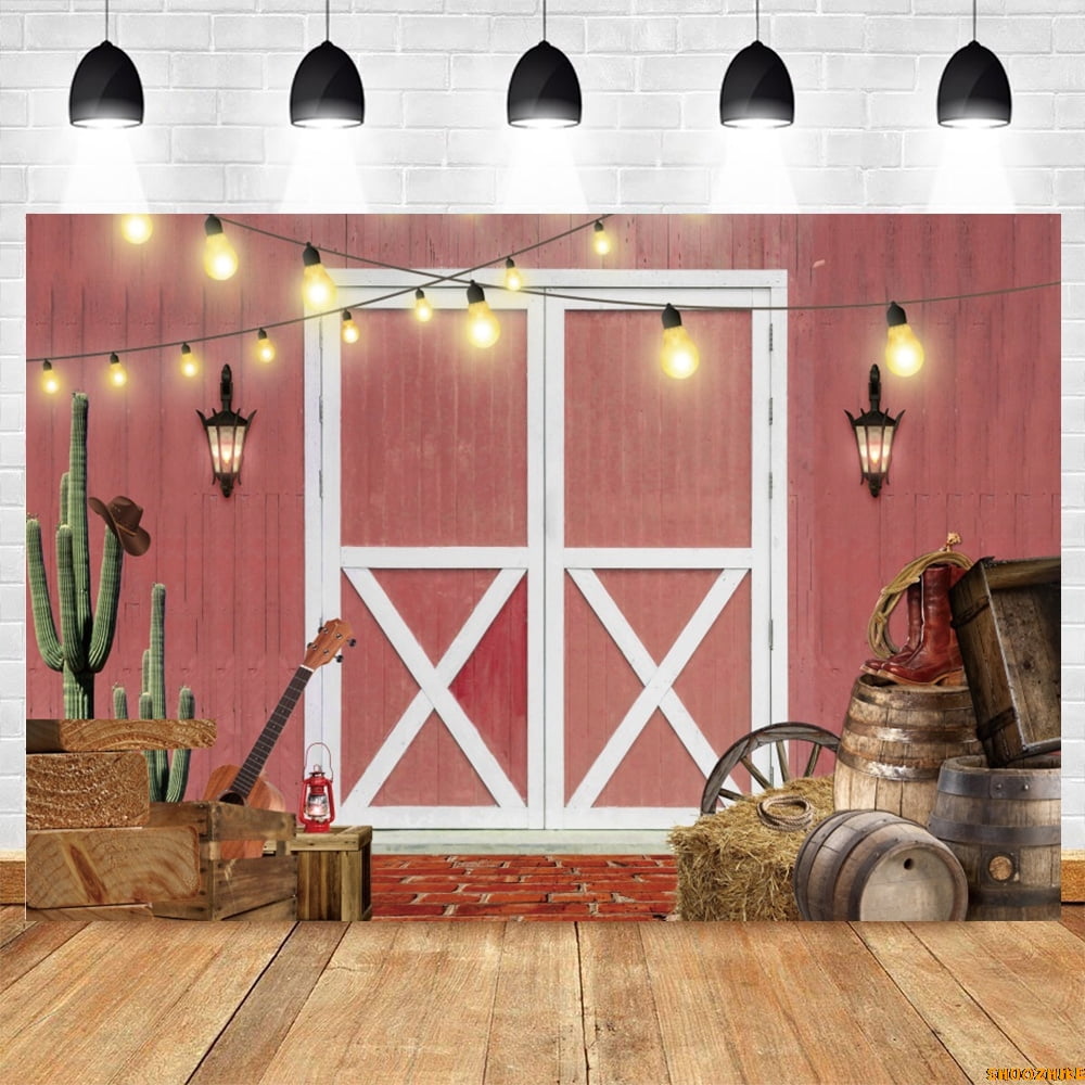 Pink Red Barn Wood Door Backdrop Vintage Western Farmhouse Baby Shower ...
