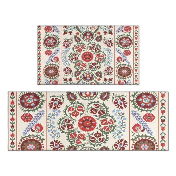 Pink and Red Bohemian Decorative Print Anti-Slip Kitchen Floor Mat ...