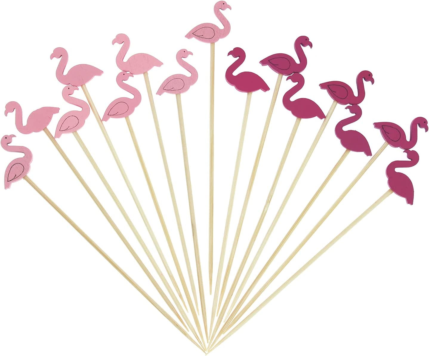 Pink Red Flamingo Cocktail Picks 4.7 Inch Long Bamboo Fancy Toothpicks ...