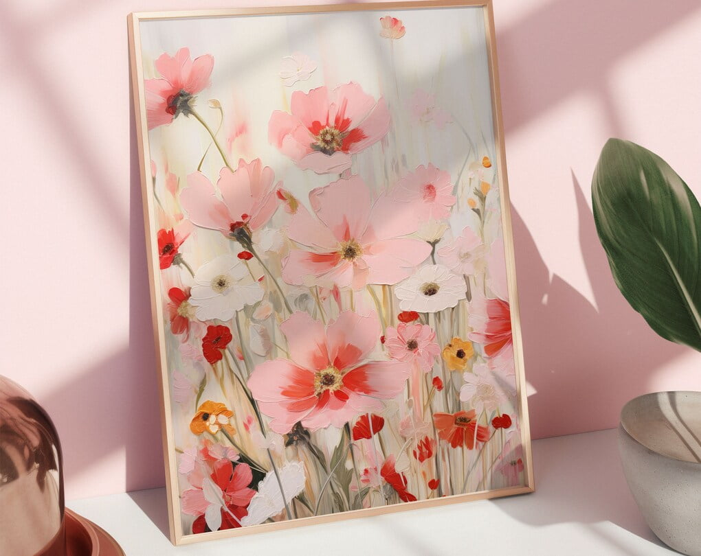 Pink Red Poppies Physical Print Aesthetic California Poppy Painting Red ...