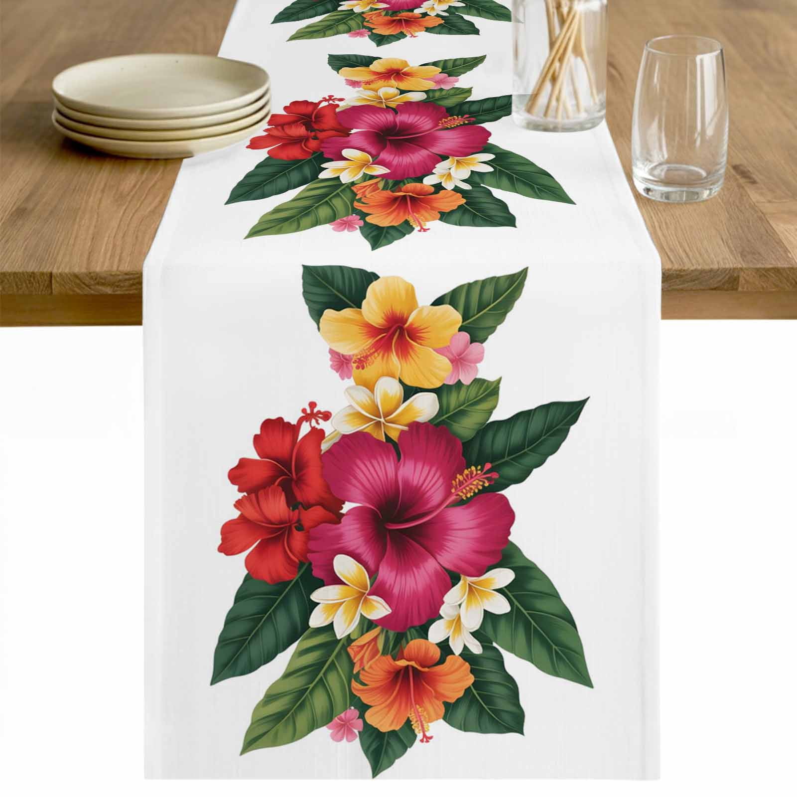 Pink Red Yellow Hibiscus Table Runner 60 Inches Long Farmhouse Dress ...