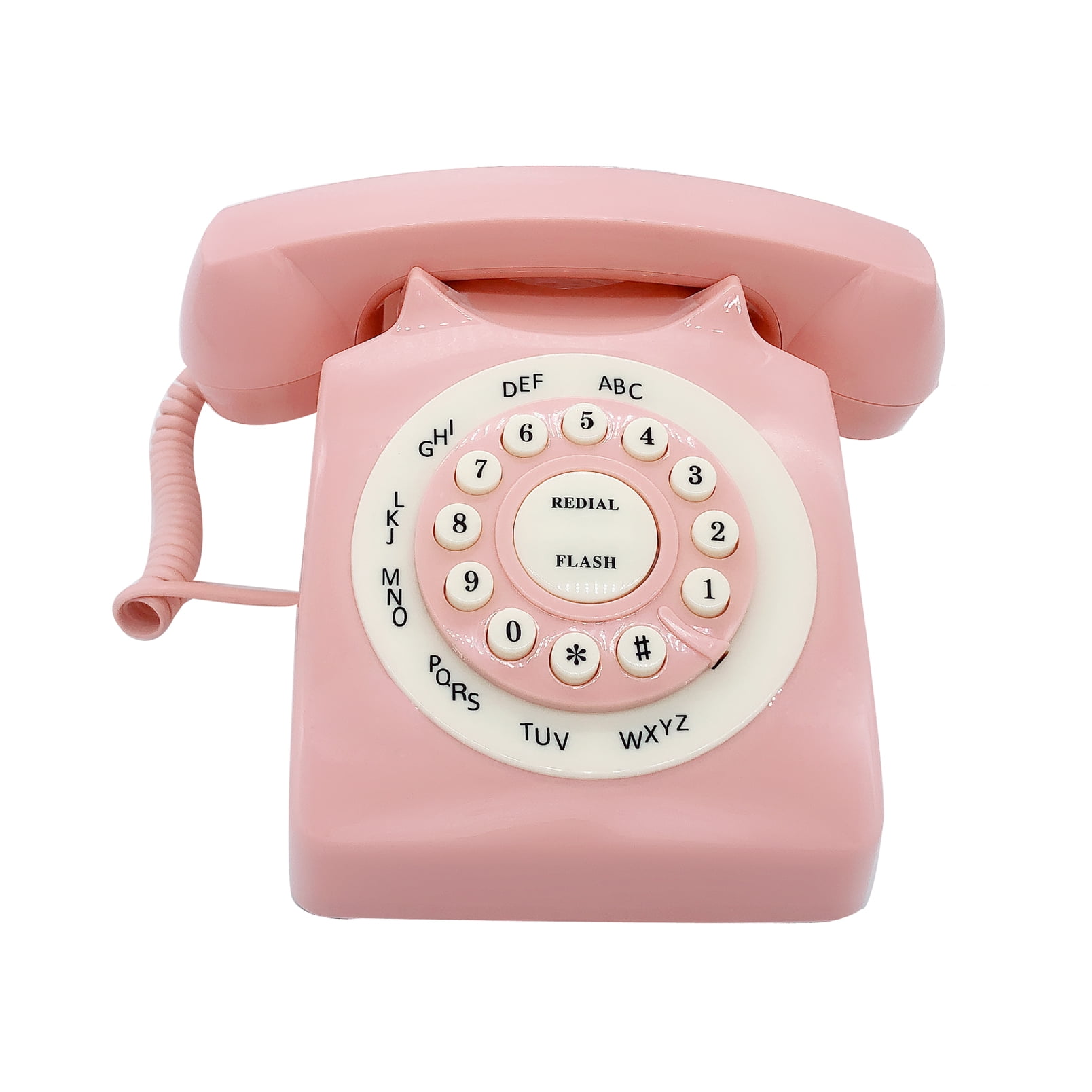 TelPal Antique Desk Base Analog Pink Retro Corded Landline Phone for ...
