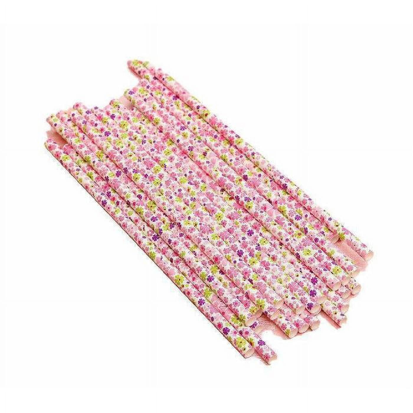 Bakell - Pink Retro Floral Print Paper Straws (24 PC) for Cake Pops ...
