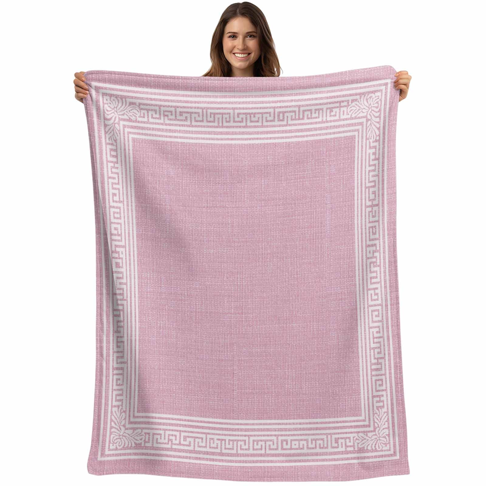 Pink Retro Greek Key Blanket Soft Cozy Warm Throw Blanket for Couch ...