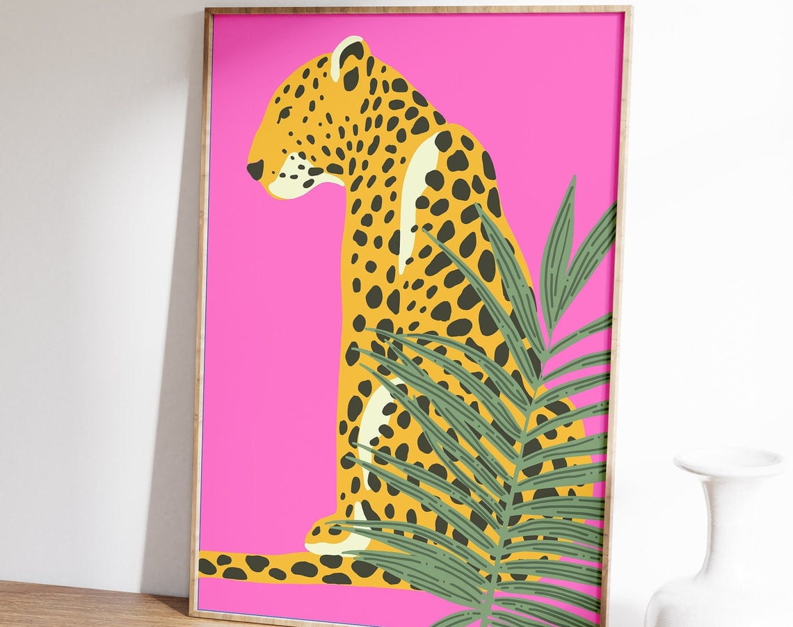 Pink Retro Leopard Print - Retro Art, Bright Bold, Leopard Cheetah ...