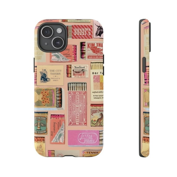 Pink Retro Matchbox Phone Case Collage Heavy-Duty Protective Case for ...