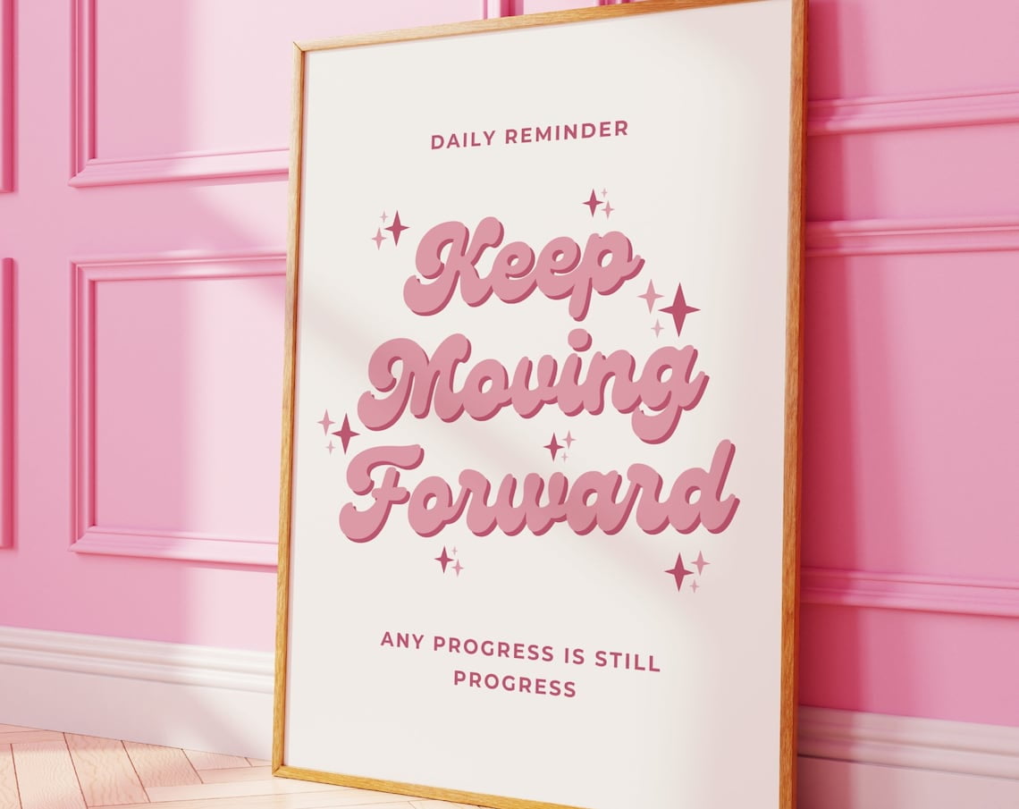 Pink Retro Quote Print • Motivational Mental Health Poster • Pink ...