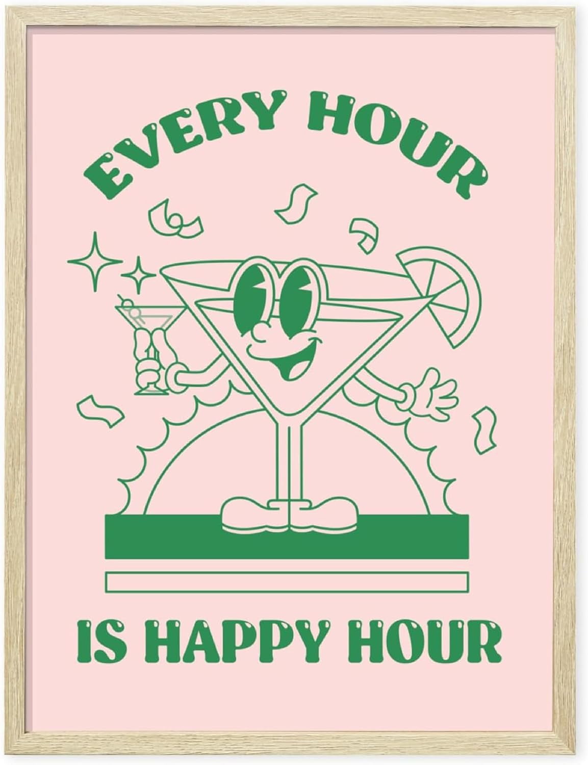 Pink Retro Wall Art for Room Aesthetic, Preppy Posters, Pink Green ...