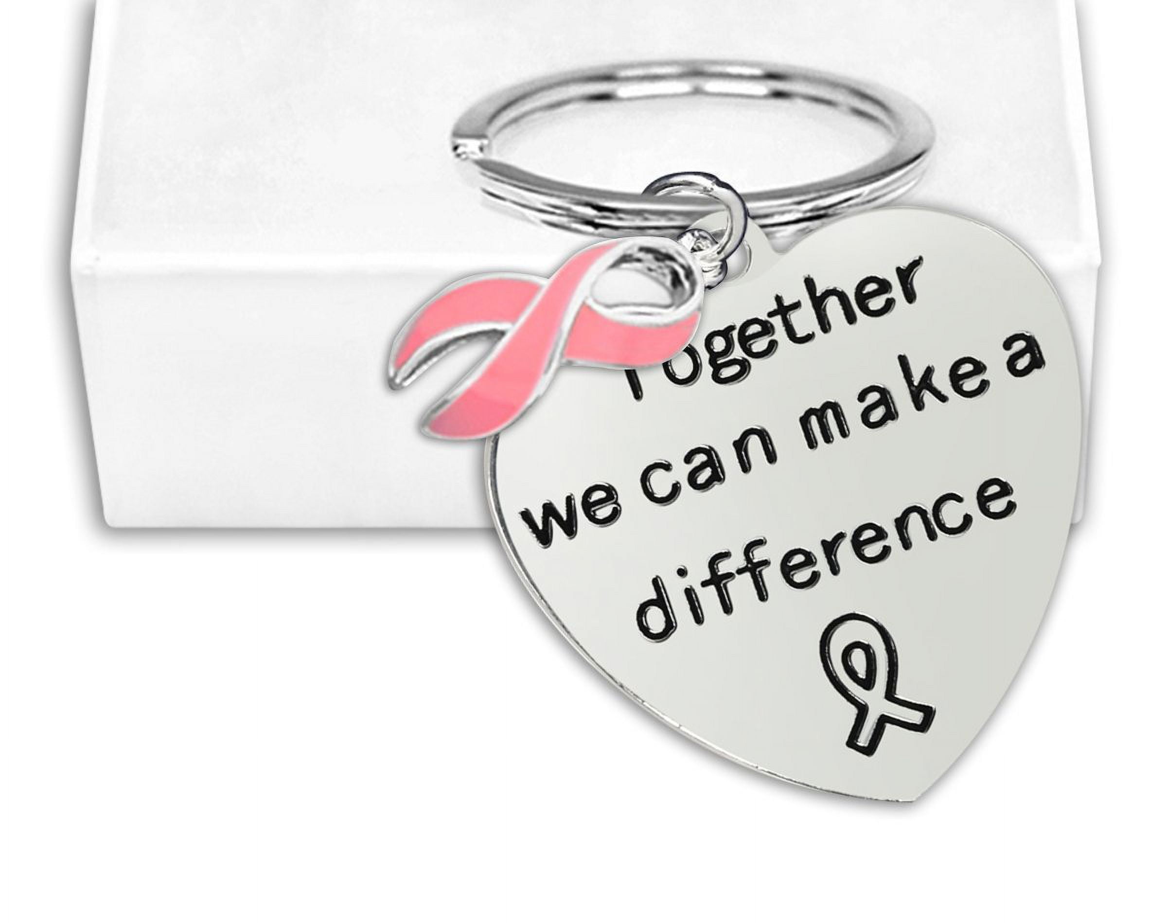 Pink Ribbon Big Heart Keychains - Walmart.com