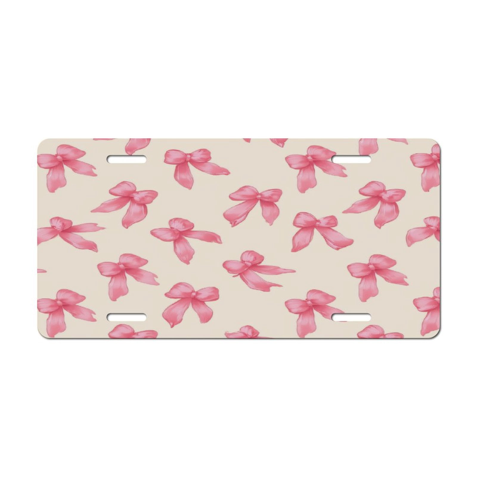 Pink Ribbon Bow Pattern Car Decorative Front License Plate,Vanity Tag ...