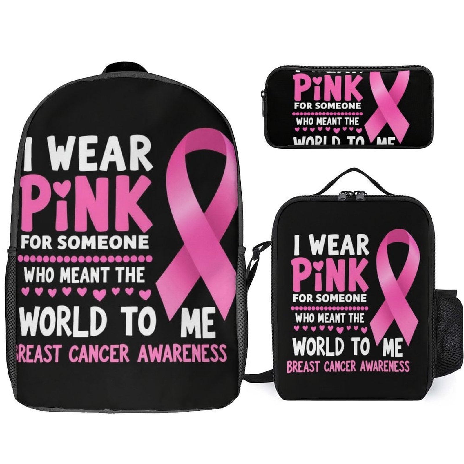 Pink Ribbon Breast Cancer Awareness-1 3D Printed 3pcs/Set Bags Laptop ...