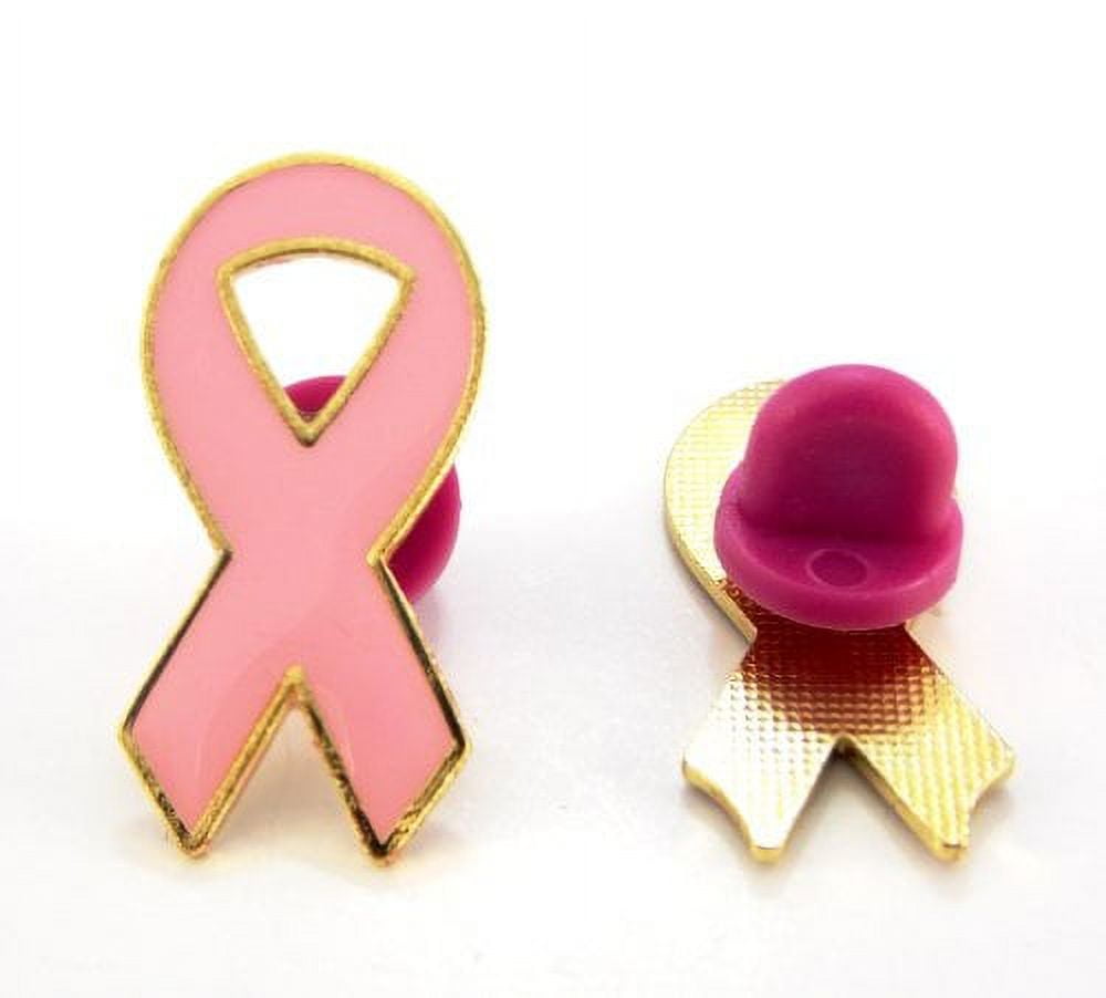 Pink Ribbon Breast Cancer Awareness Lapel Hat Pin Rubber Back PPM4926 ...