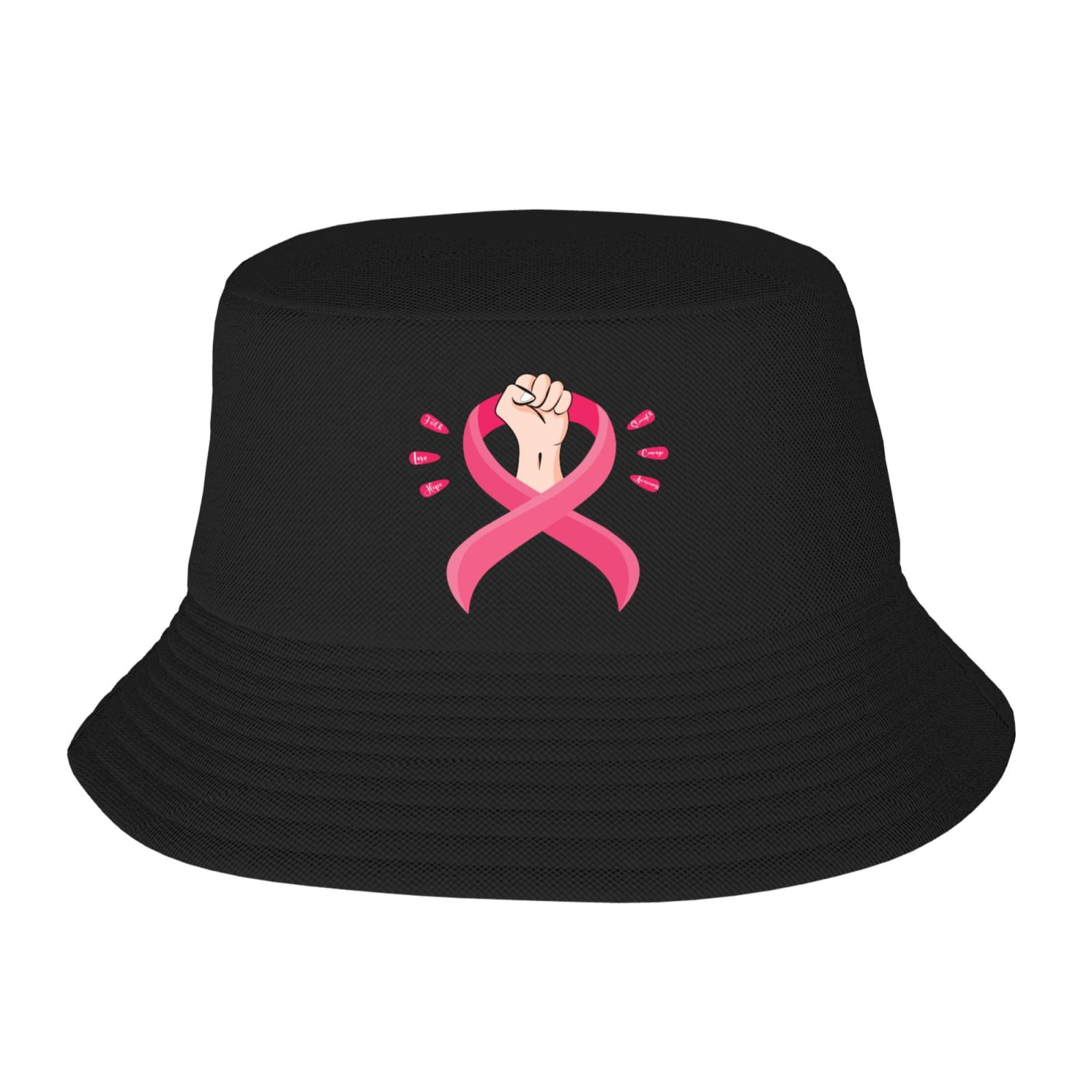 Pink Ribbon Breast Cancer Butterfly Awareness Bucket Hat For Womens And ...