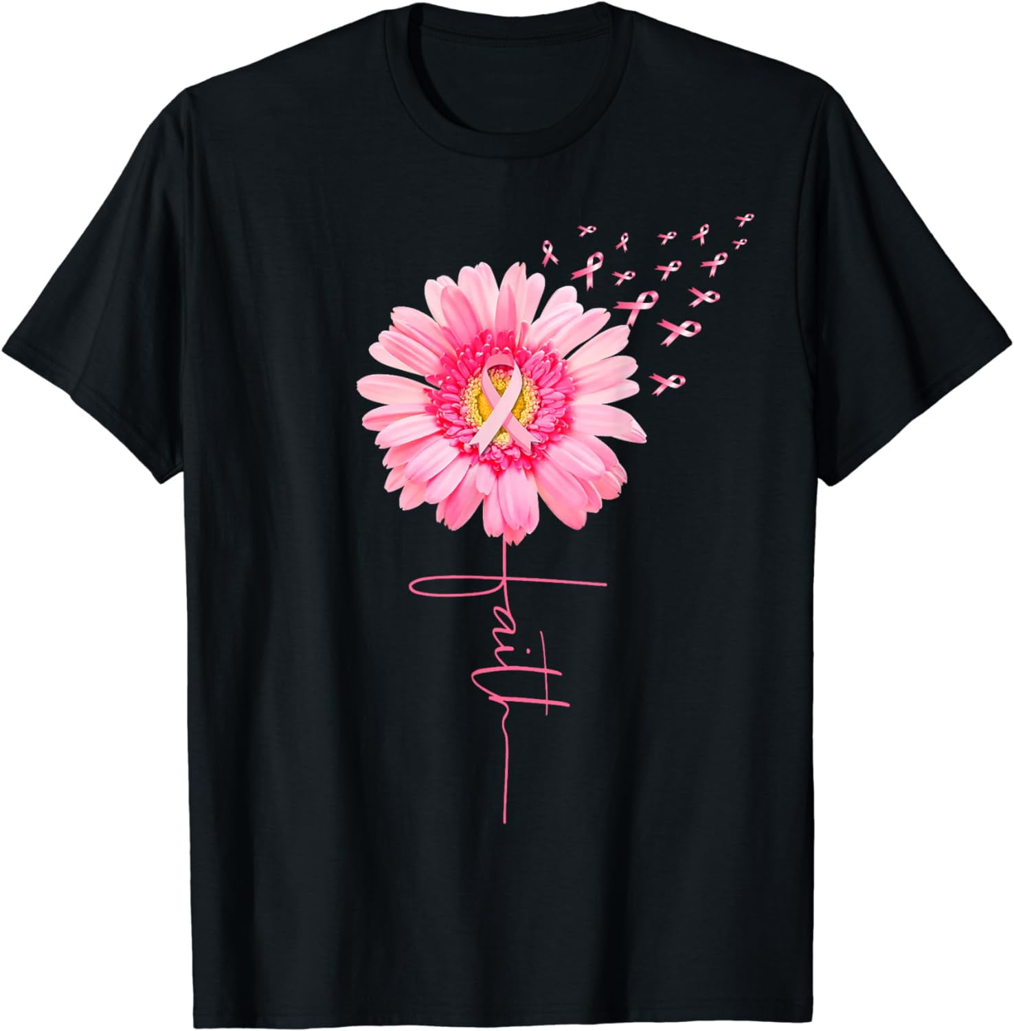 Pink Ribbon Daisy Faith - Breast Cancer Awareness Month Gift T-Shirt ...