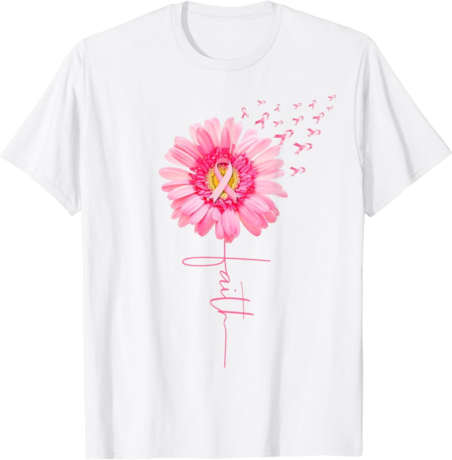 Pink Ribbon Daisy Faith - Breast Cancer Awareness Month Gift T-Shirt ...